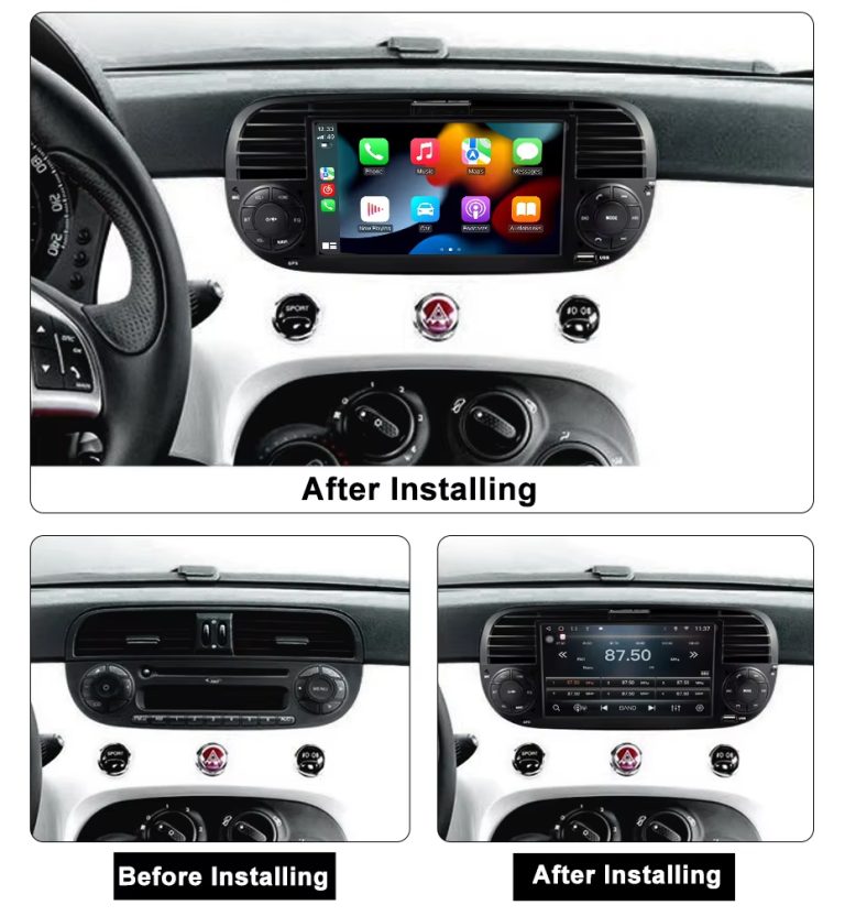 Fiat 500 Android Car System – Wireless CarPlay Android Auto